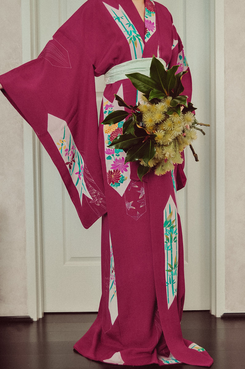 Love Arrow Antique Four season Yabane Pattern Vintage Kimono – Made by Time